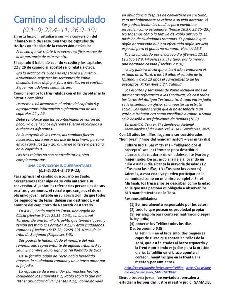 Notas Camino Al Discipulado | PDF | Pablo el apóstol | Jesús Notas Camino Al Discipulado | PDF | Pablo el apóstol | Jesús