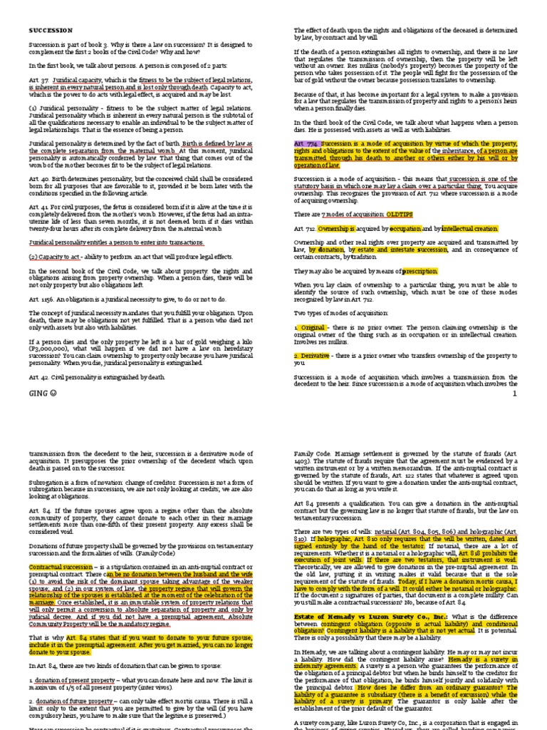 Succession - Sebastian | PDF | Guarantee | Will And Testament