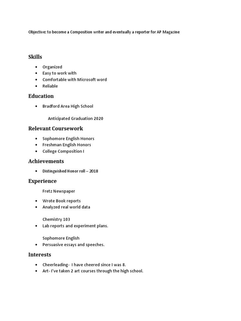 AP Style Resume for Aspiring Writer | PDF