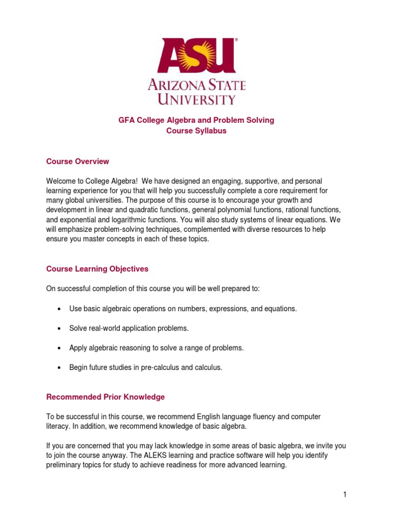 Mat 117 Course Syllabus | PDF | Test (Assessment) | Educational Technology