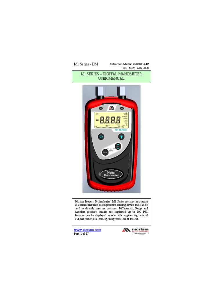 M1 Series - DM M1 Series - Digital Manometer User Manual | PDF ...