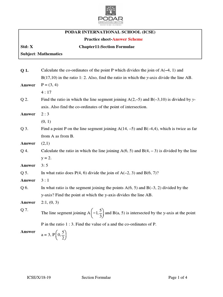 PS As ICSE STD 10 Math Section Formulae | PDF | Triangle | Classical ...
