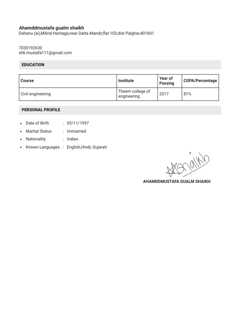 Mustafa Resume | PDF