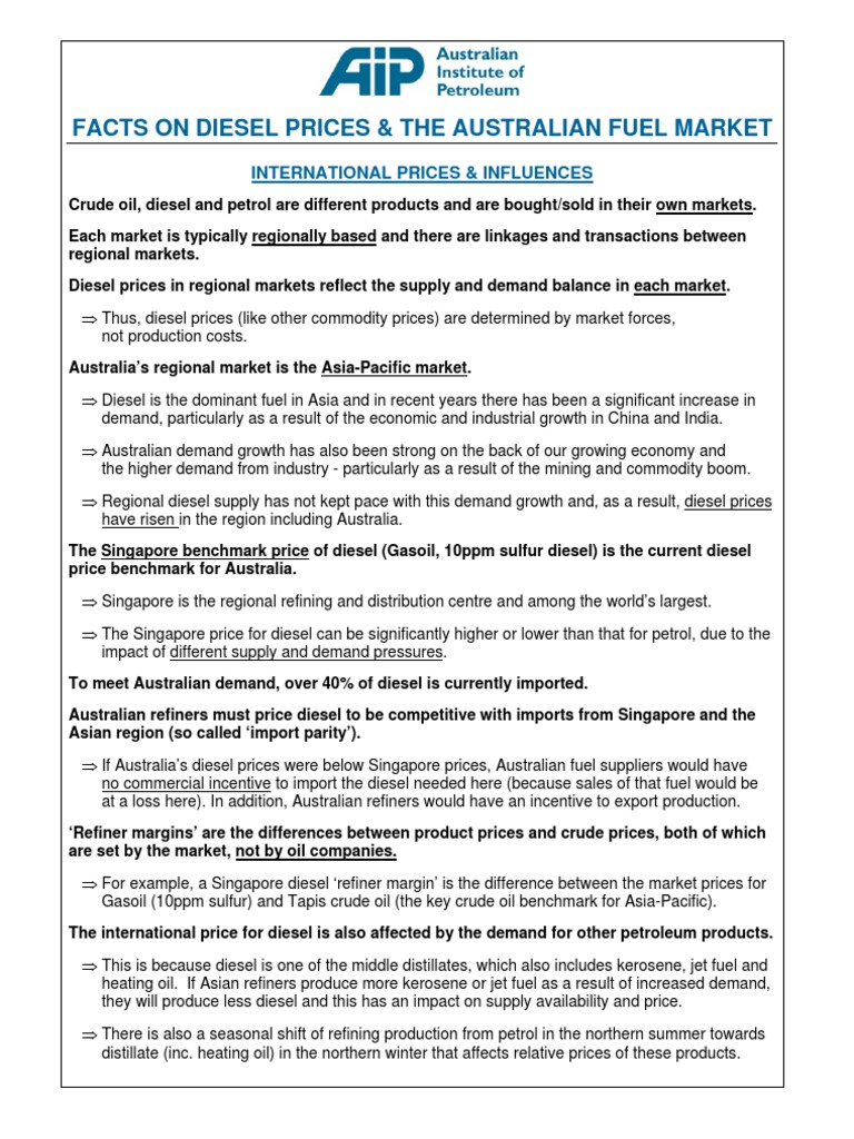Facts About Diesel Prices and The Australian Fuel Market | PDF | Diesel ...