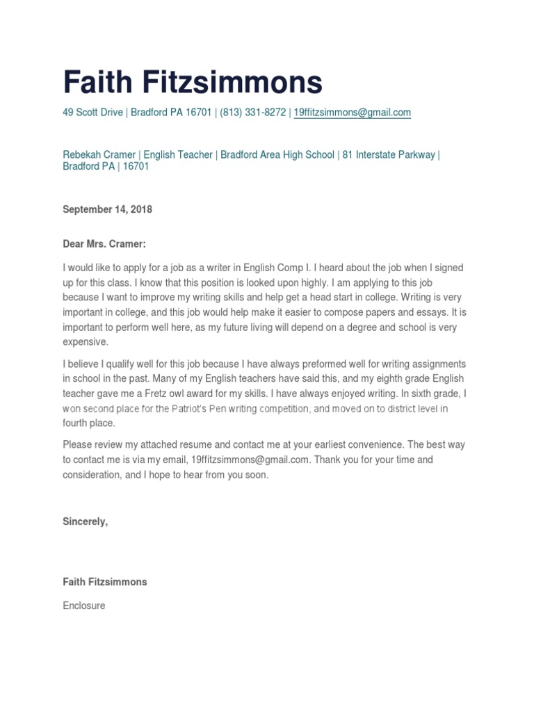 Job Application for English Writer Position | PDF | Career & Growth