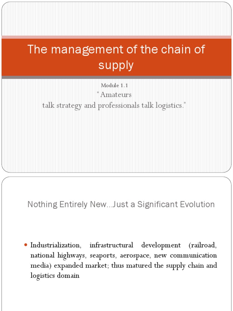 SCM Module 1 | PDF | Logistics | Supply Chain