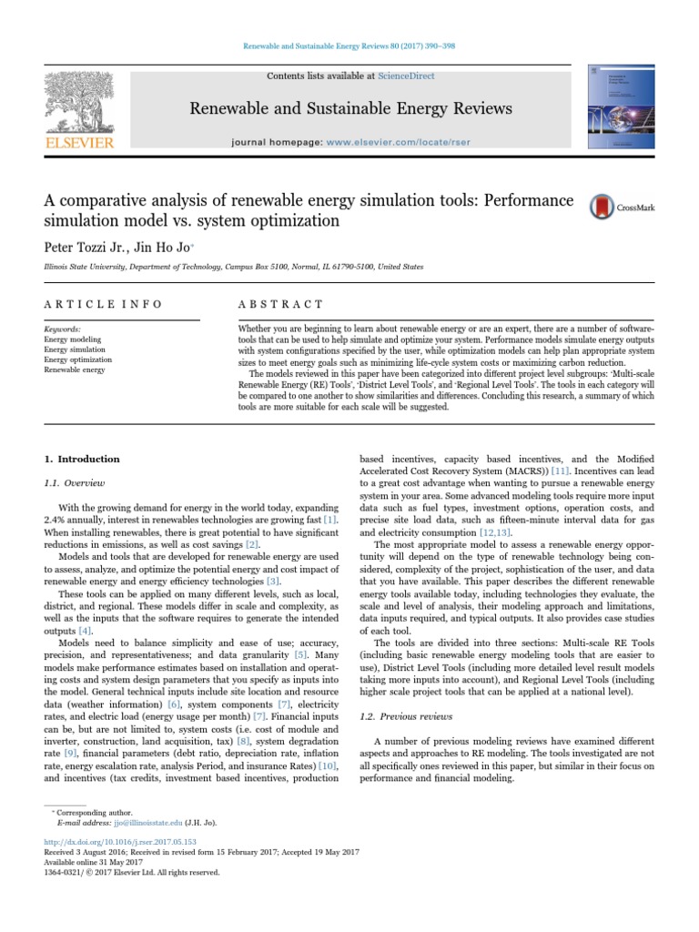 A Comparative Analysis of Renewable Energy Simulation Tools ...