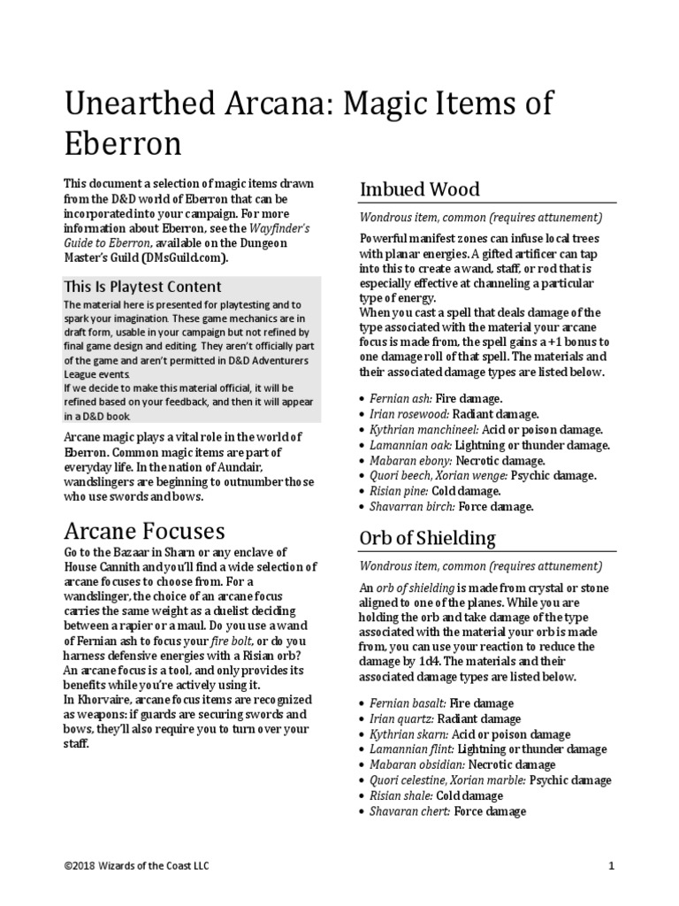 UA Magic Items of Eberron | PDF | World Of Eberron | Dungeons & Dragons