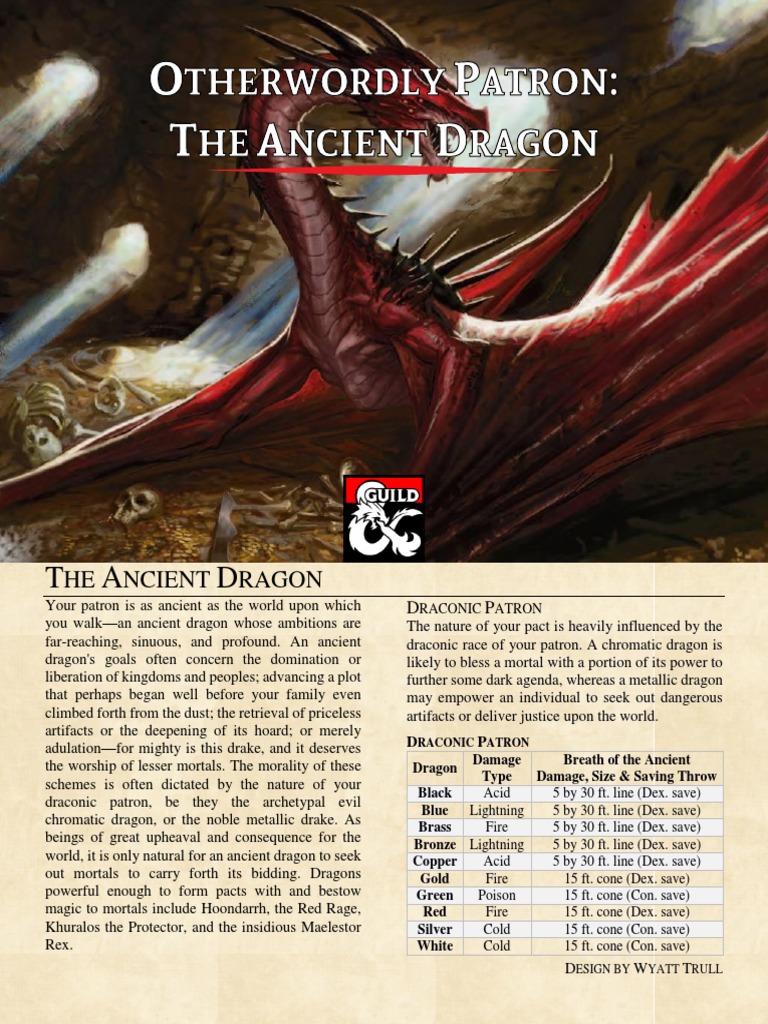 Otherworldly Patron The Ancient Dragon | PDF | Dungeons & Dragons ...