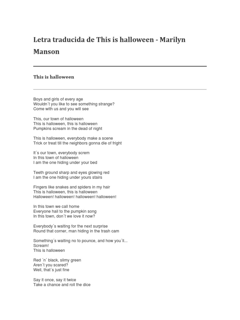 This Is Halloween Lyrics - Manson | PDF | Veneration Of The Dead ...