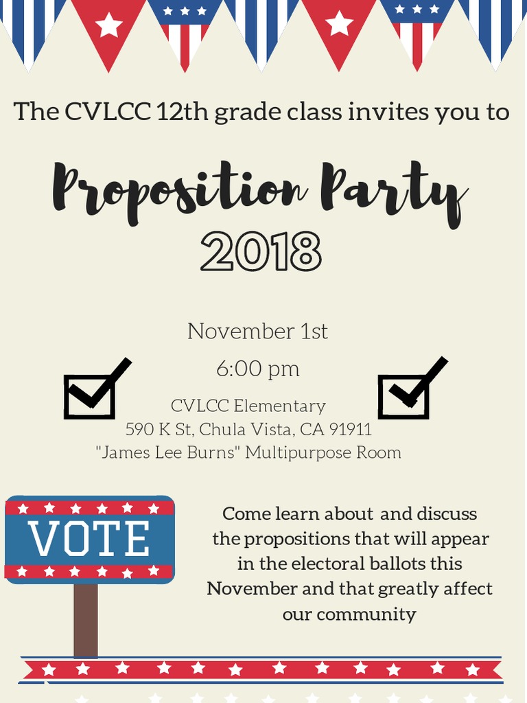 Proposition Party: The CVLCC 12th Grade Class Invites You To | PDF ...