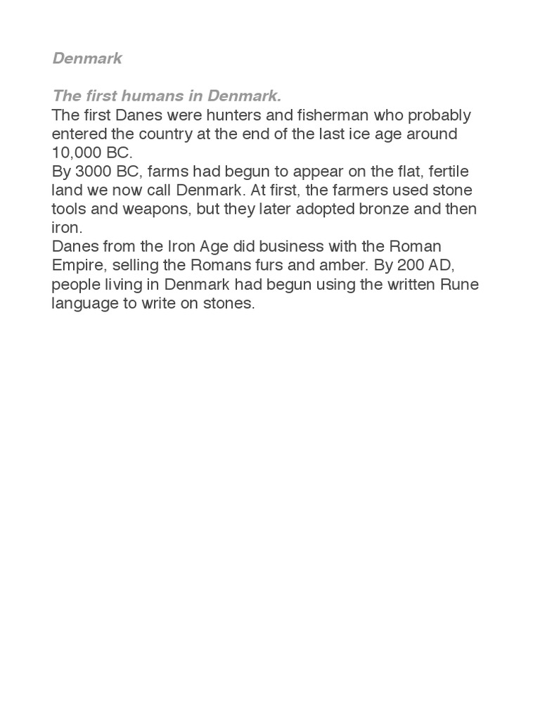 Denmark The First Humans in Denmark | PDF