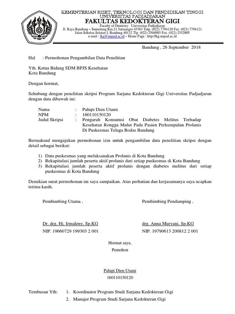 Contoh Surat Pengantar Pengambilan Data Penelitian | PDF