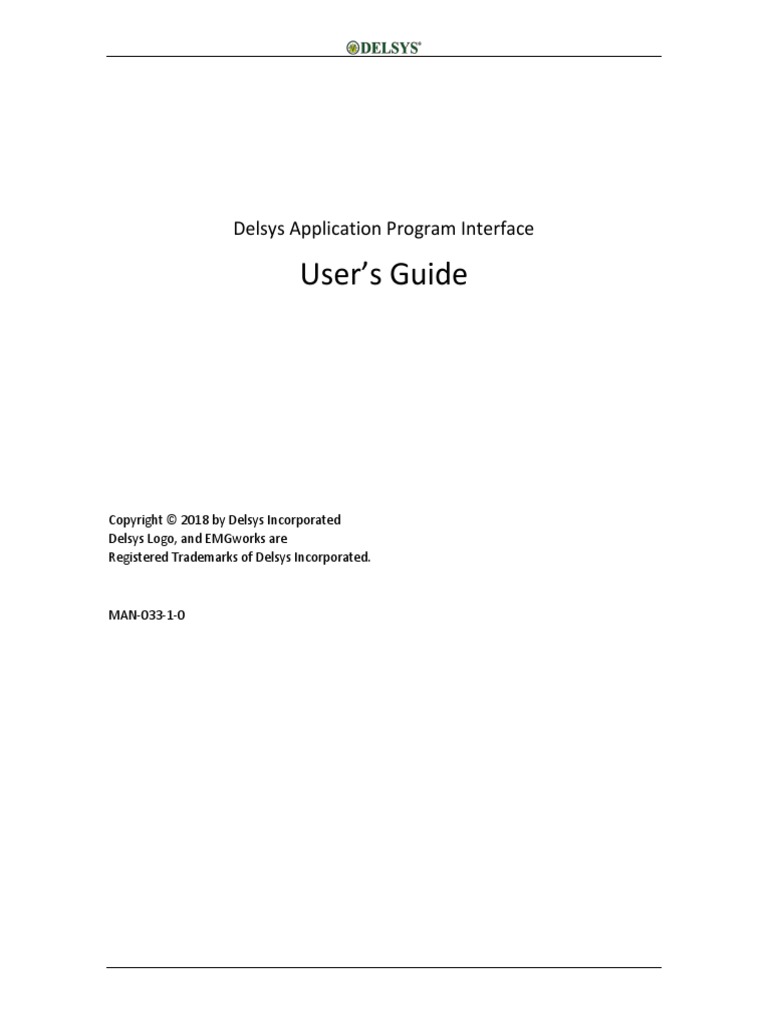 Delsys API | Download Free PDF | Application Programming Interface | Application Software