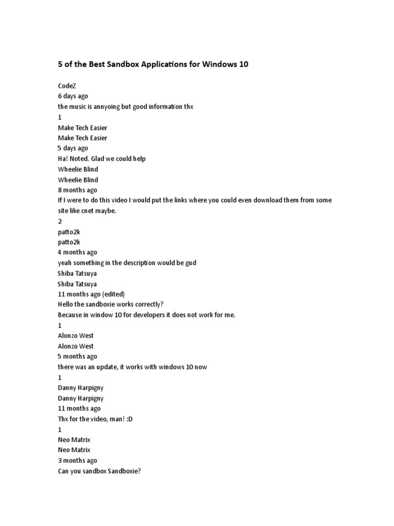 5 of The Best Sandbox Applications For Windows 10 | PDF | Windows 10 ...