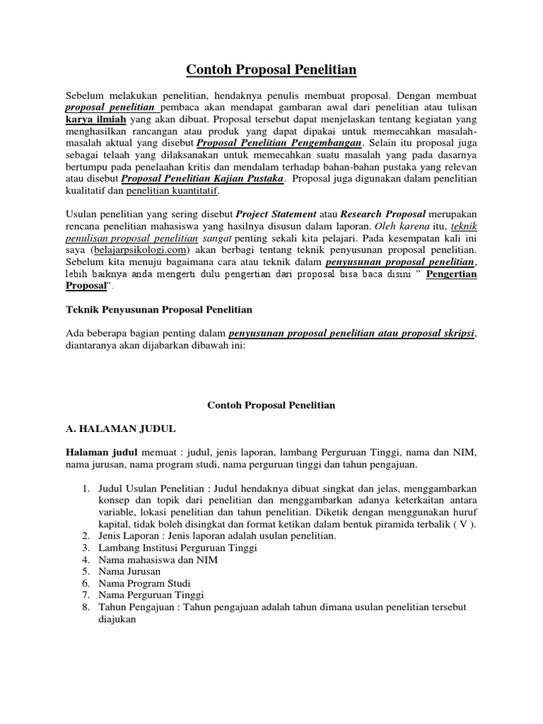 Contoh Proposal Penelitian Lengkap | PDF | Karier & Perkembangan