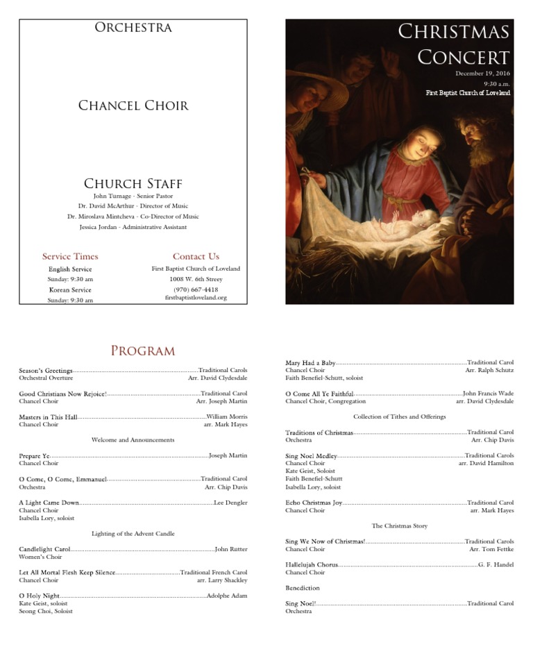 A Christmas Celebration: Orchestra and Choral Concert Program for First ...