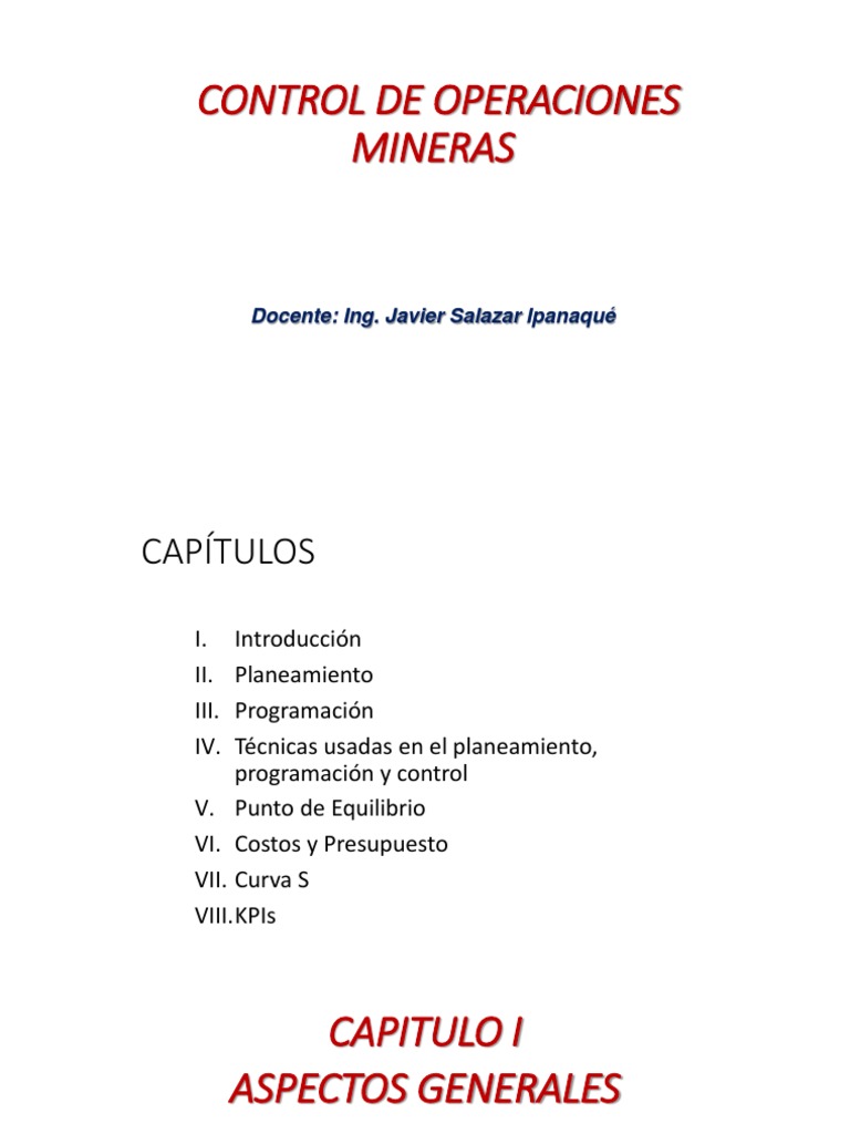 Cap 1control de Operaciones Mineras | PDF | Planificación | Gestión de ...