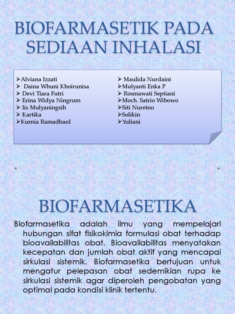 Biofarmasetik PD Sediaan Inhalasi (SELESAI) | PDF