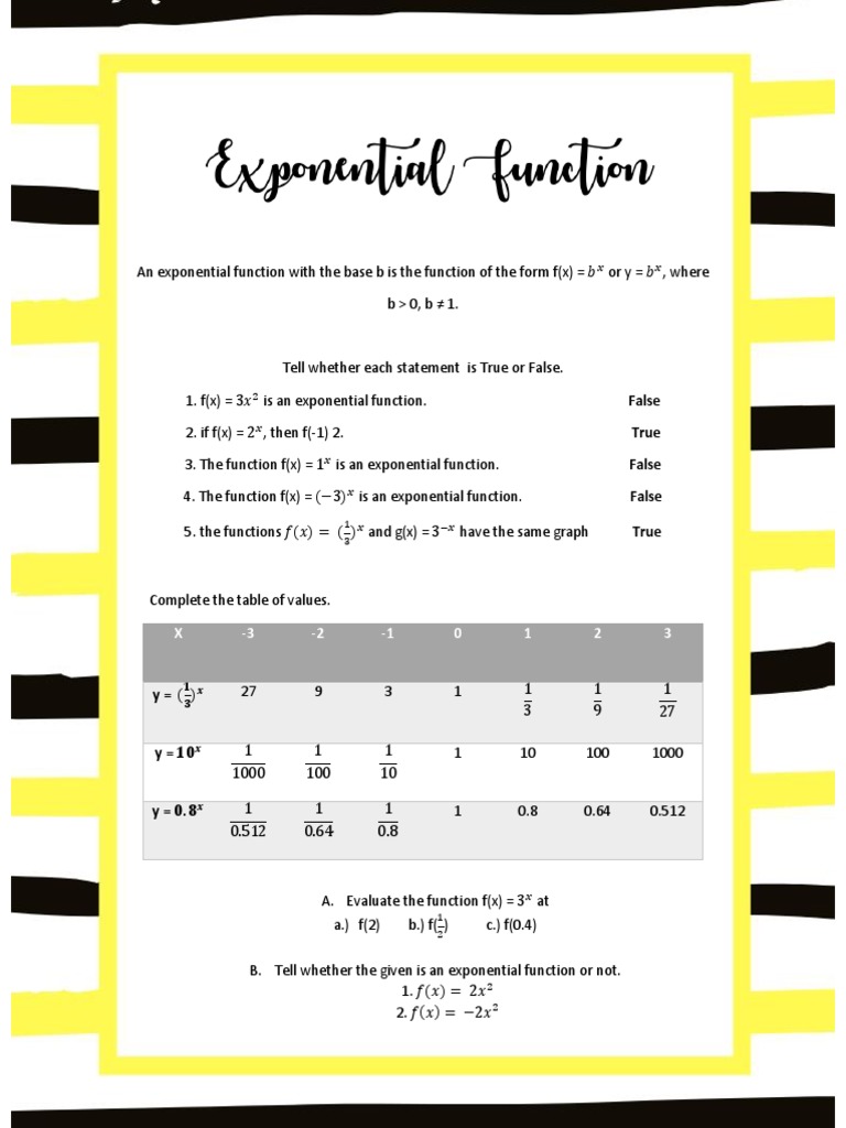 Exponential Function | PDF | Exponential Function | Inequality (Mathematics)