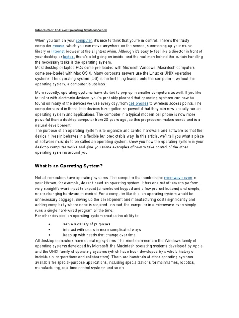 Introduction To How Operating Systems Work | PDF | Operating System ...