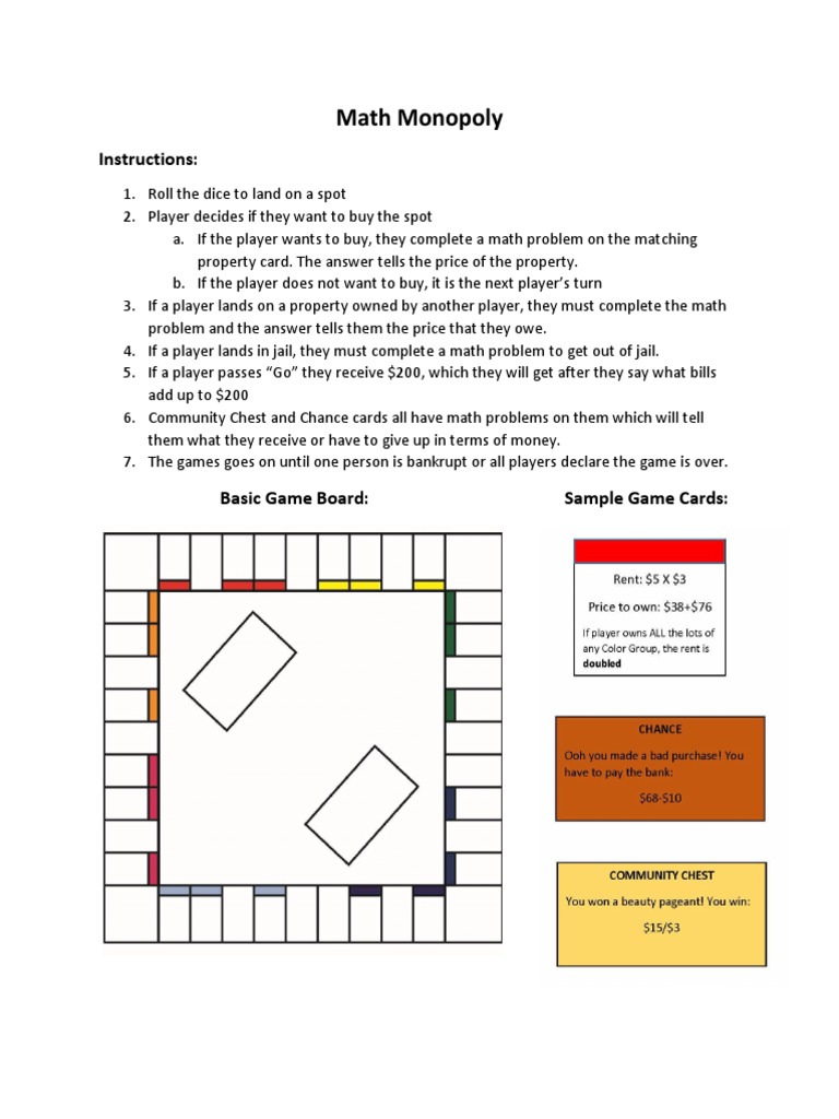 Math Monopoly | PDF