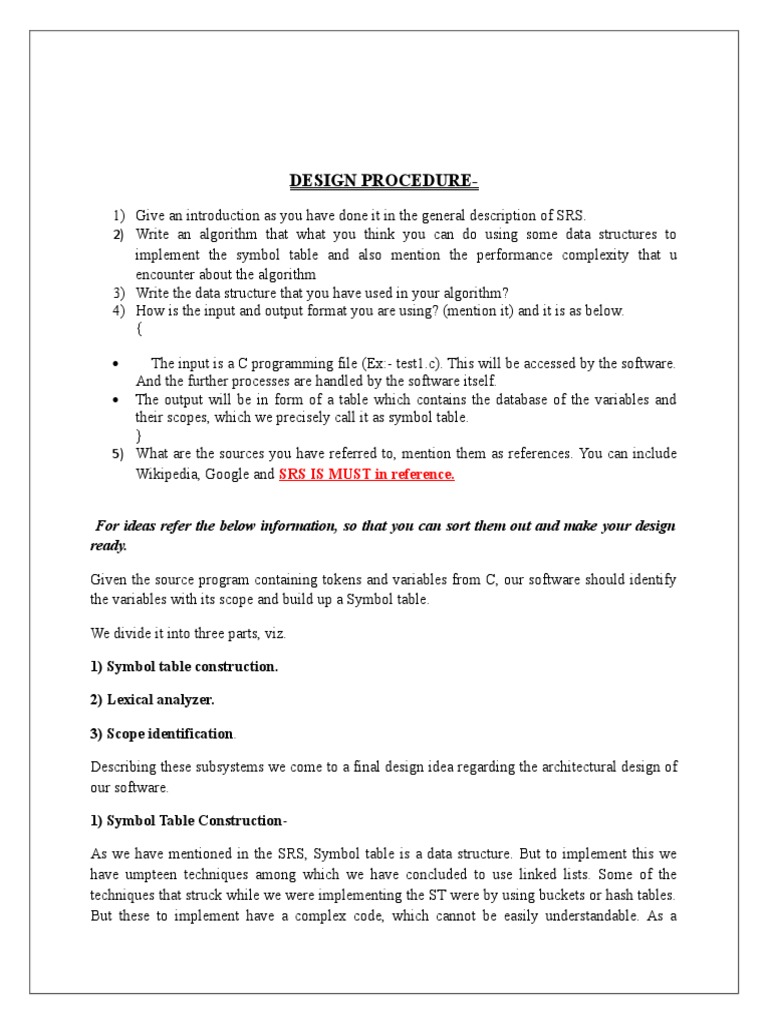 Design Procedure-: For Ideas Refer The Below Information, So That You ...