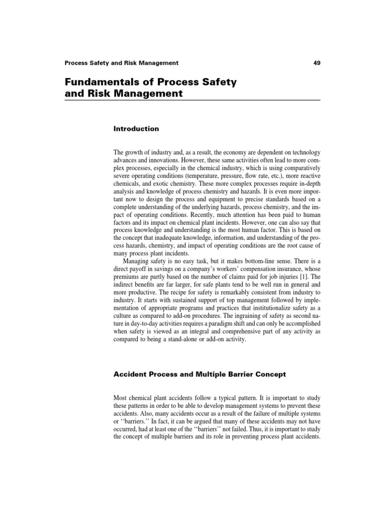 Fundamentals of Process Safety and Risk Management | PDF | Risk | Hazards