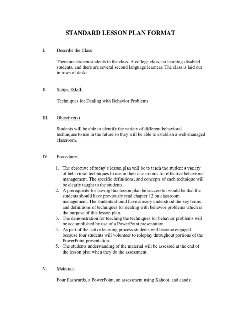 Lesson Plan 220 | PDF | Lesson Plan | Behaviorism