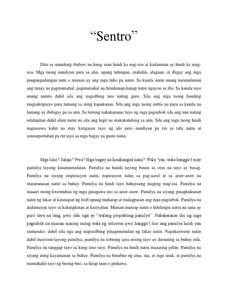 Isang Maikling Sanaysay | PDF