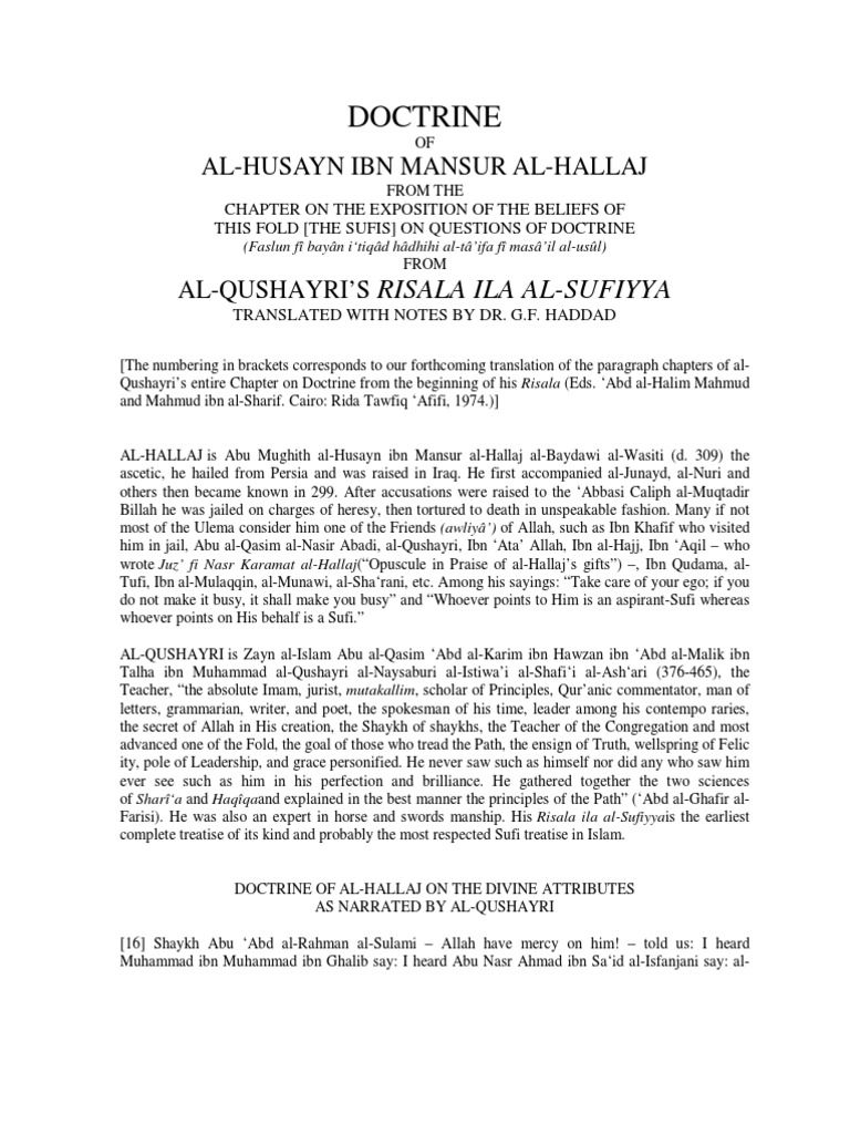 Doctrine of Mansoor Ibn Hallaj RH | PDF | Muhammad | Sufism