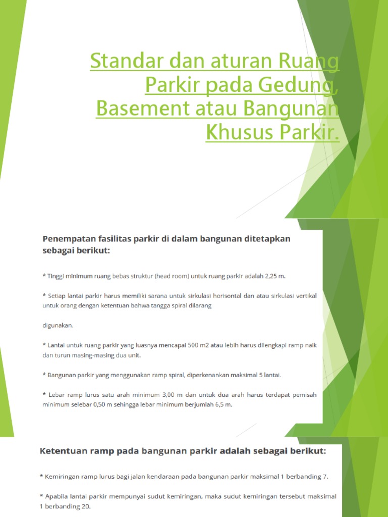 Standar Dan Aturan Ruang Parkir Pada Gedung | PDF