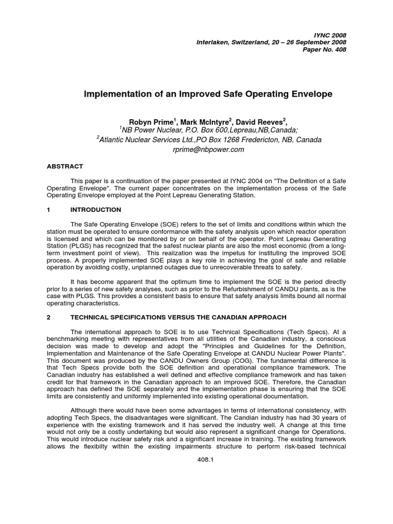 Implementation of An Improved Safe Operating Envelope | PDF | Safety | Risk