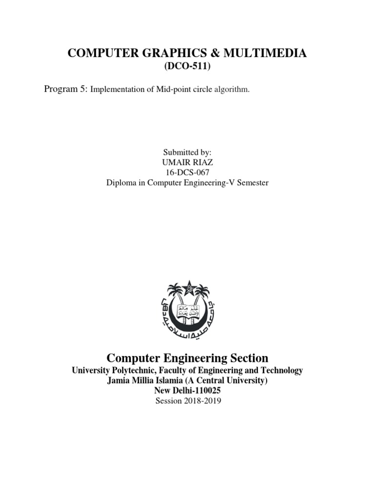 Computer Graphics & Multimedia: Program 5 | PDF | Circle | Mathematical ...