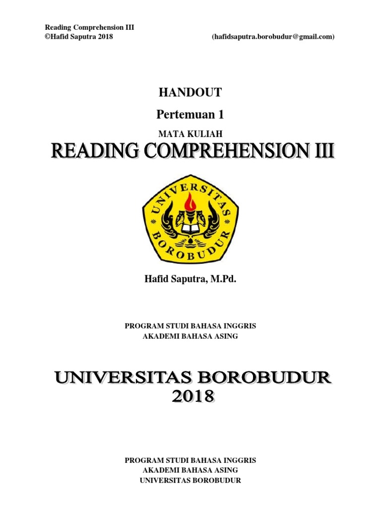 Modul Reading Comprehension III (Pertemuan 1) PDF | PDF | Travel