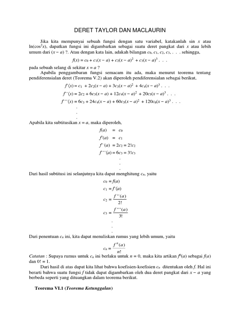 Deret Taylor dan Maclaurin dalam Matematika | PDF