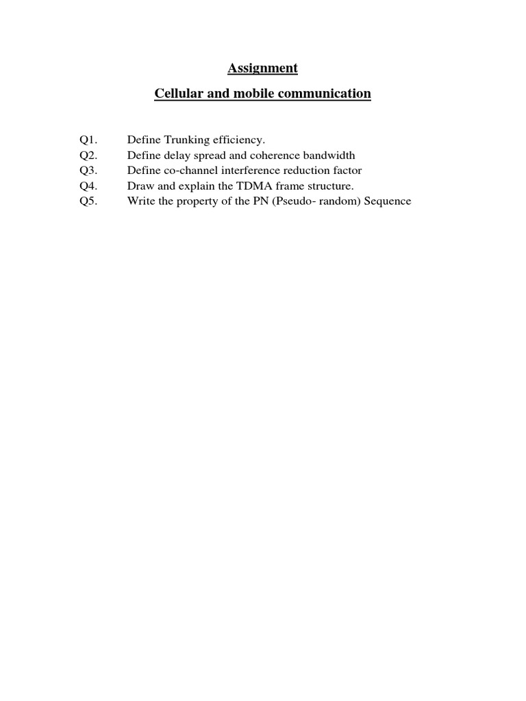 Assignment Cellular And Mobile Communication PDF