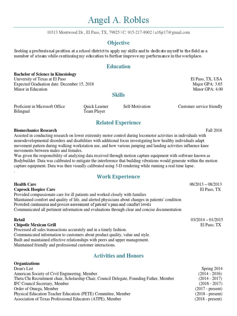 Resume 2018-Angel | PDF | Health Care | Psychological Concepts