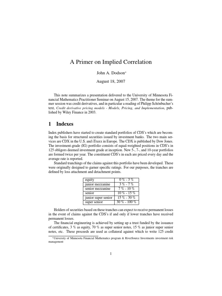 Understanding Implied Correlation in CDS | PDF