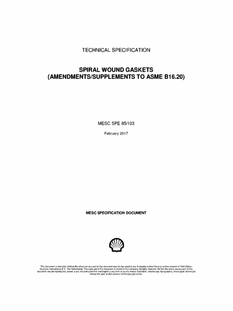 MESC SPE 85 103 - 2017 - Spiral Wound Gaskets (Amendments Supplements ...