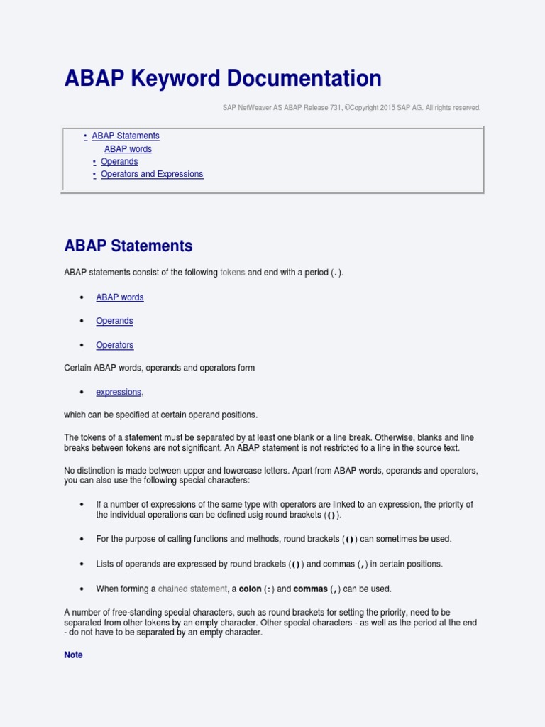 ABAP Statements | Download Free PDF | Class (Computer Programming) | Data Type