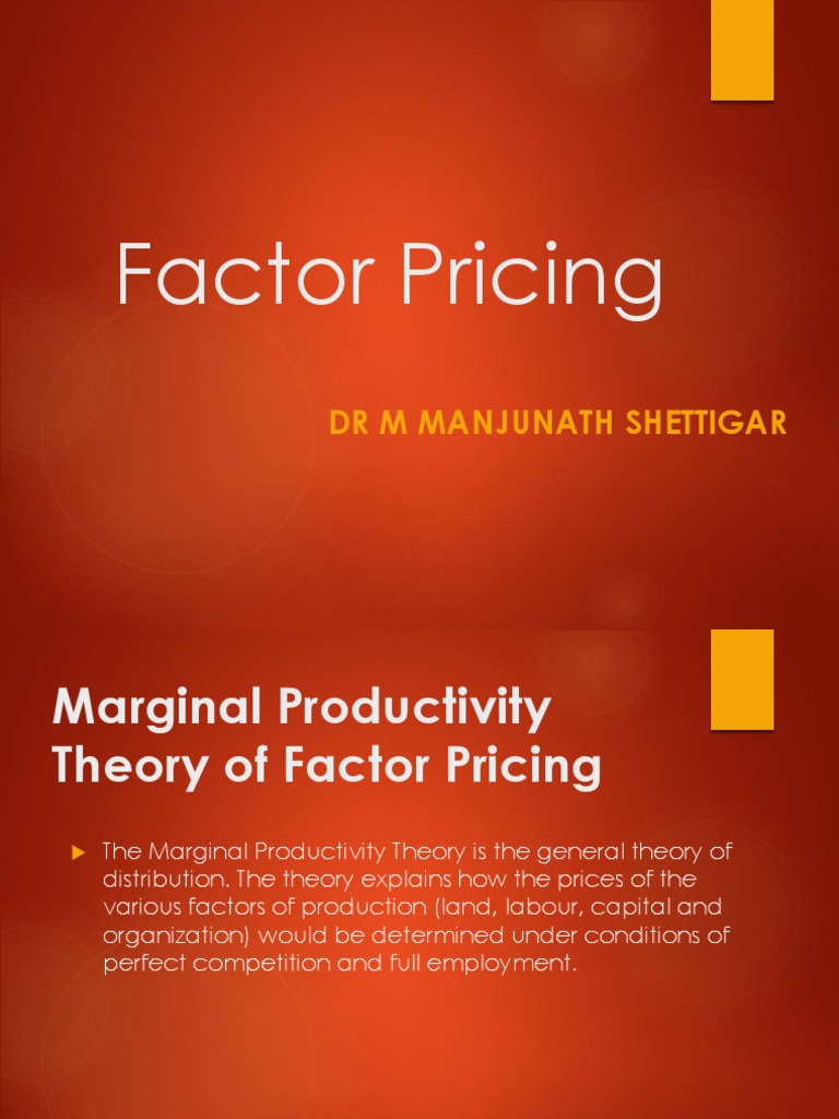 Marginal productivity theory explains factor pricing | PDF | Interest ...
