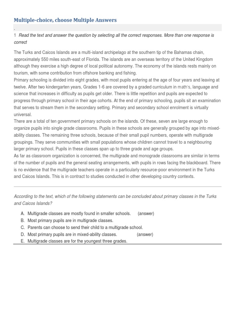 PTE Academic Reading 7 - Multiple Choice, Multiple Correct Answers ...