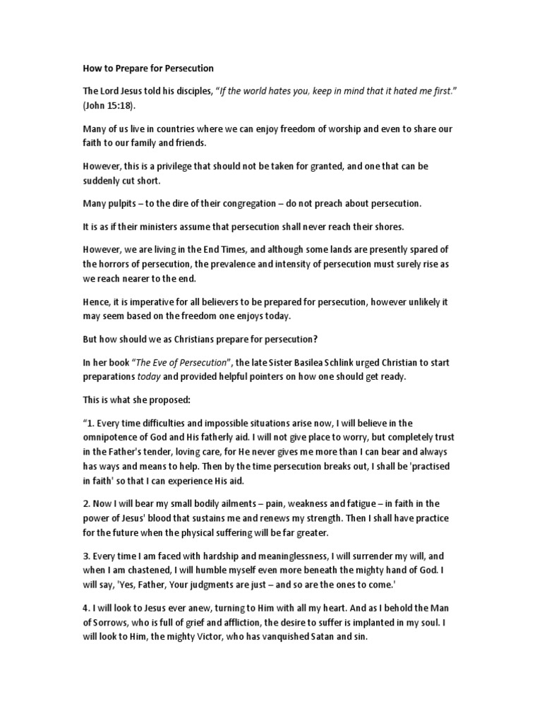 How To Prepare For Persecution | PDF | Jesus | Love