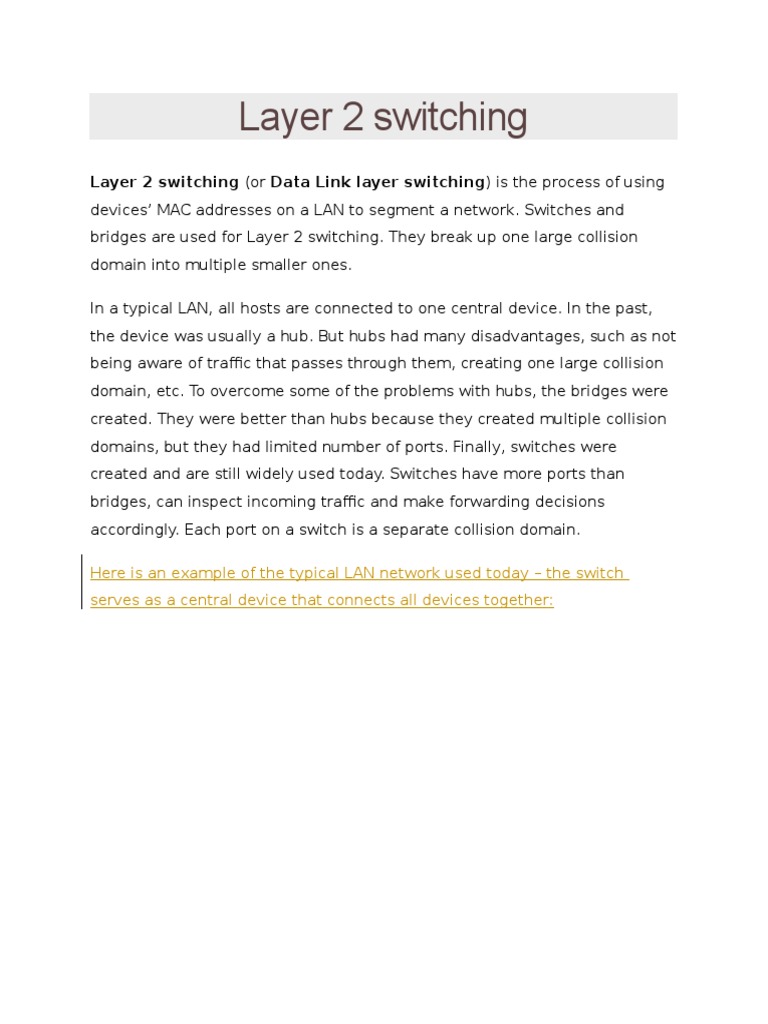 Lan Switching Short Note | PDF | Technology & Engineering