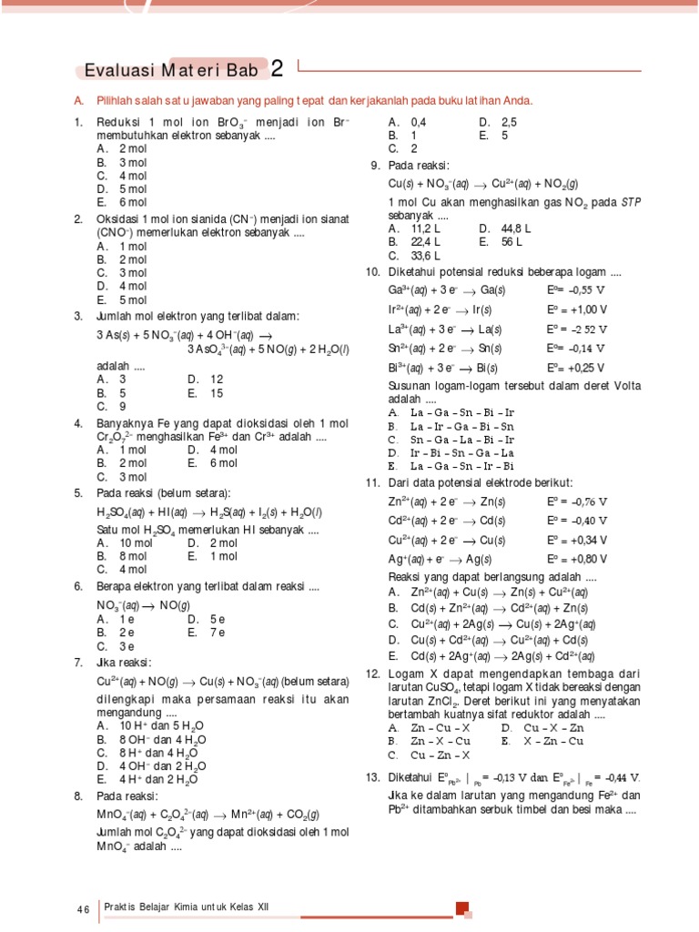 Soal Elektrokimia | PDF | Metode & Bahan Ajar | Sains & Matematika