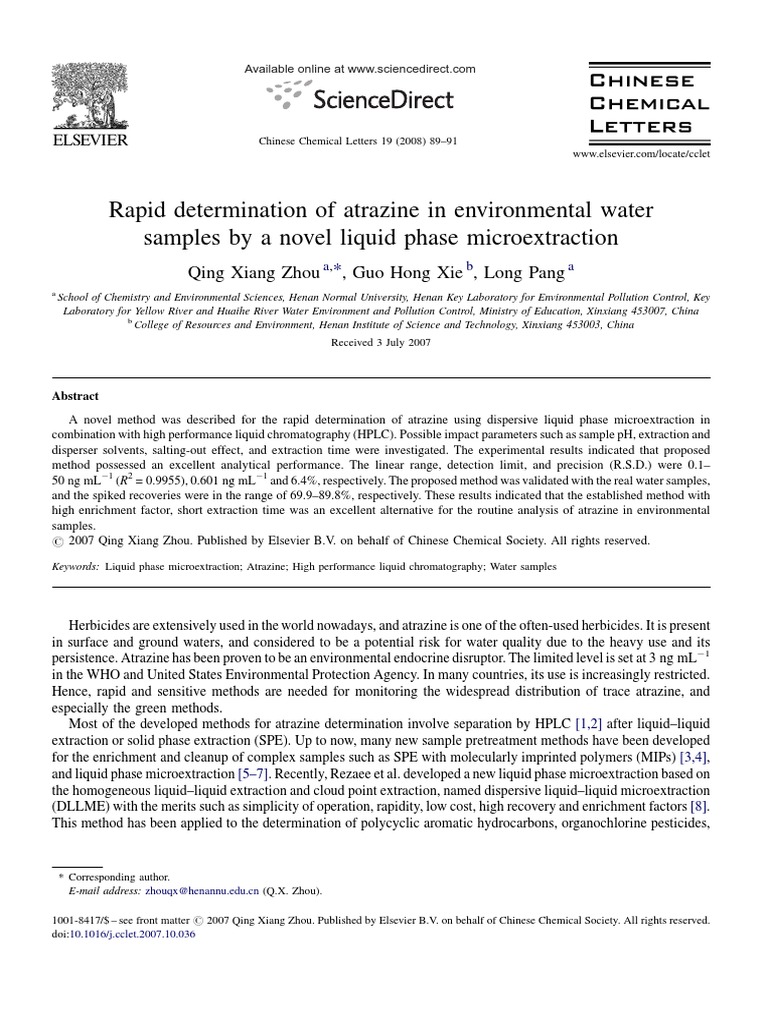 Rapid Determination of Atrazine in Environmental Water Samples by A ...