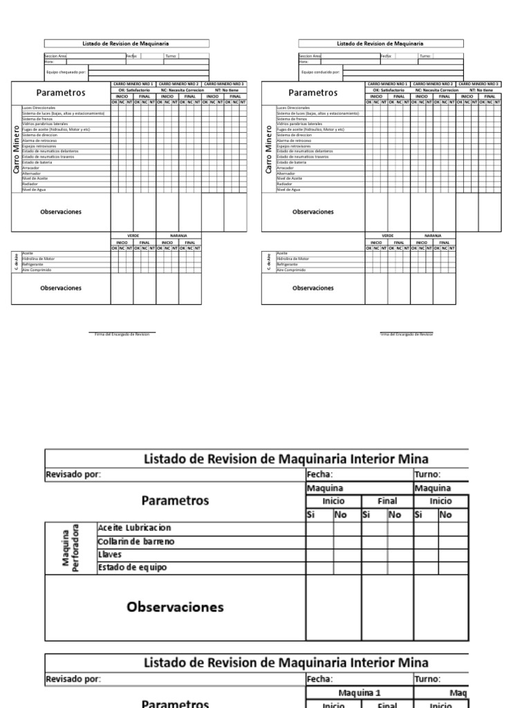 Check List Para Revisar Equipos Mecanicos | Diseños de automóviles ...