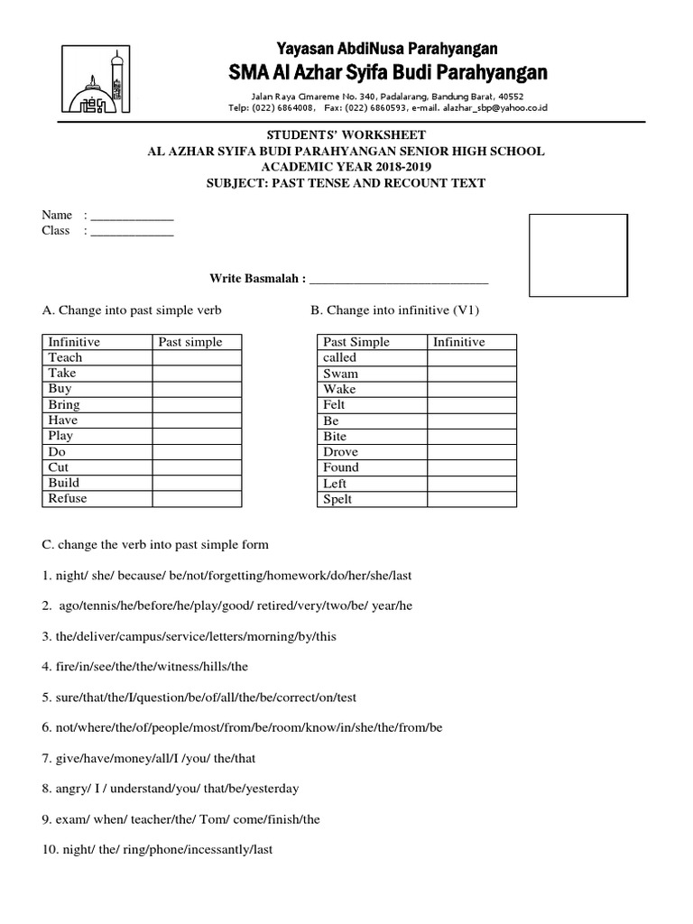 Quiz Past Tense | PDF | Behavior Modification