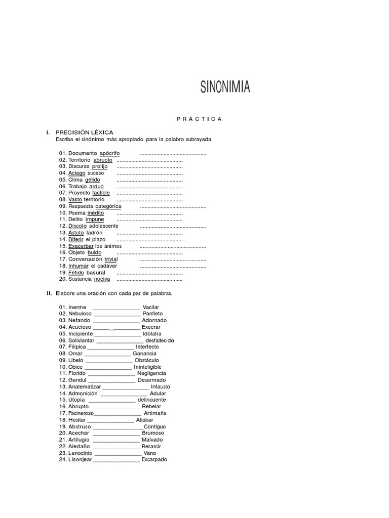 RV - Sinonimos Practica | PDF